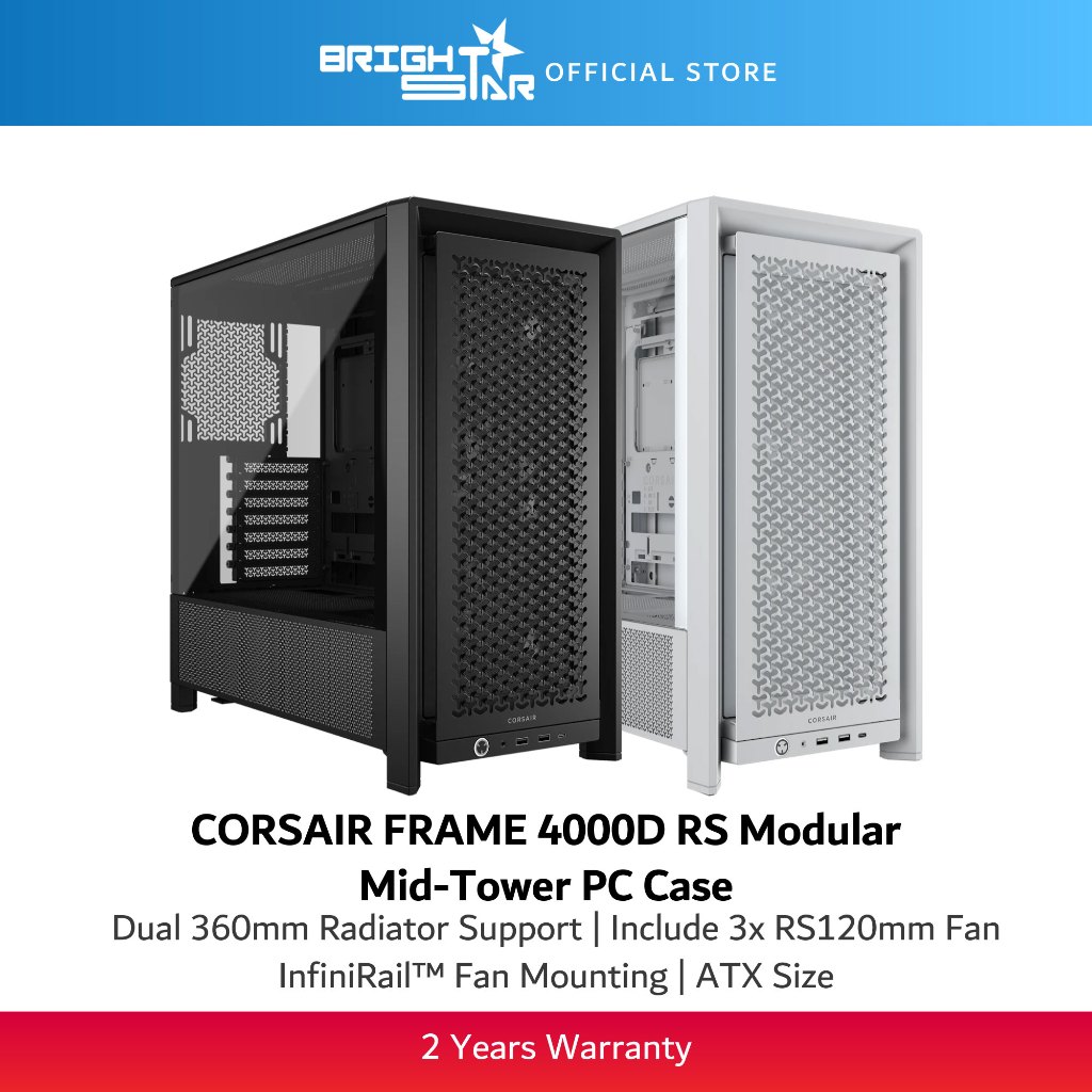 CORSAIR FRAME 4000D RS Modular Mid-Tower PC Case - Black | White ...