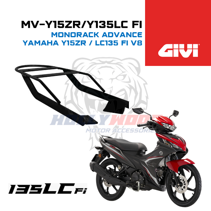 GIVI MONORACK YAMAHA LCV8 LC135 V8 Fi + BOX GIVI TANKER ABS TOP BOX ...