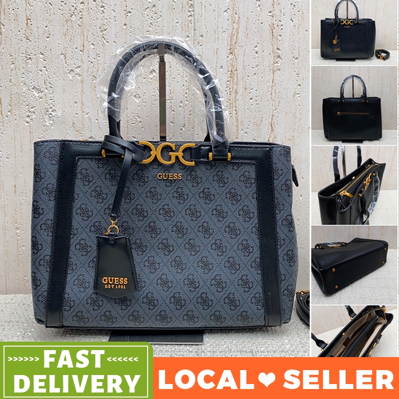 GS Zip Closure Large Size Women Handbag Coal 4G Logo Satchel Double Top ...