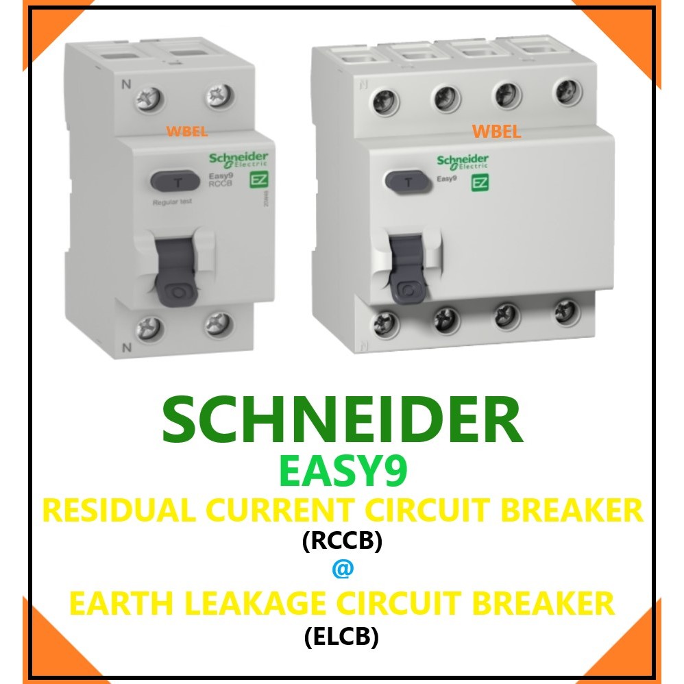 SCHNEIDER EASY9 RESIDUAL CURRENT CIRCUIT BREAKER (RCCB) / EARTH LEAKAGE CIRCUIT BREAKER (ELCB ...