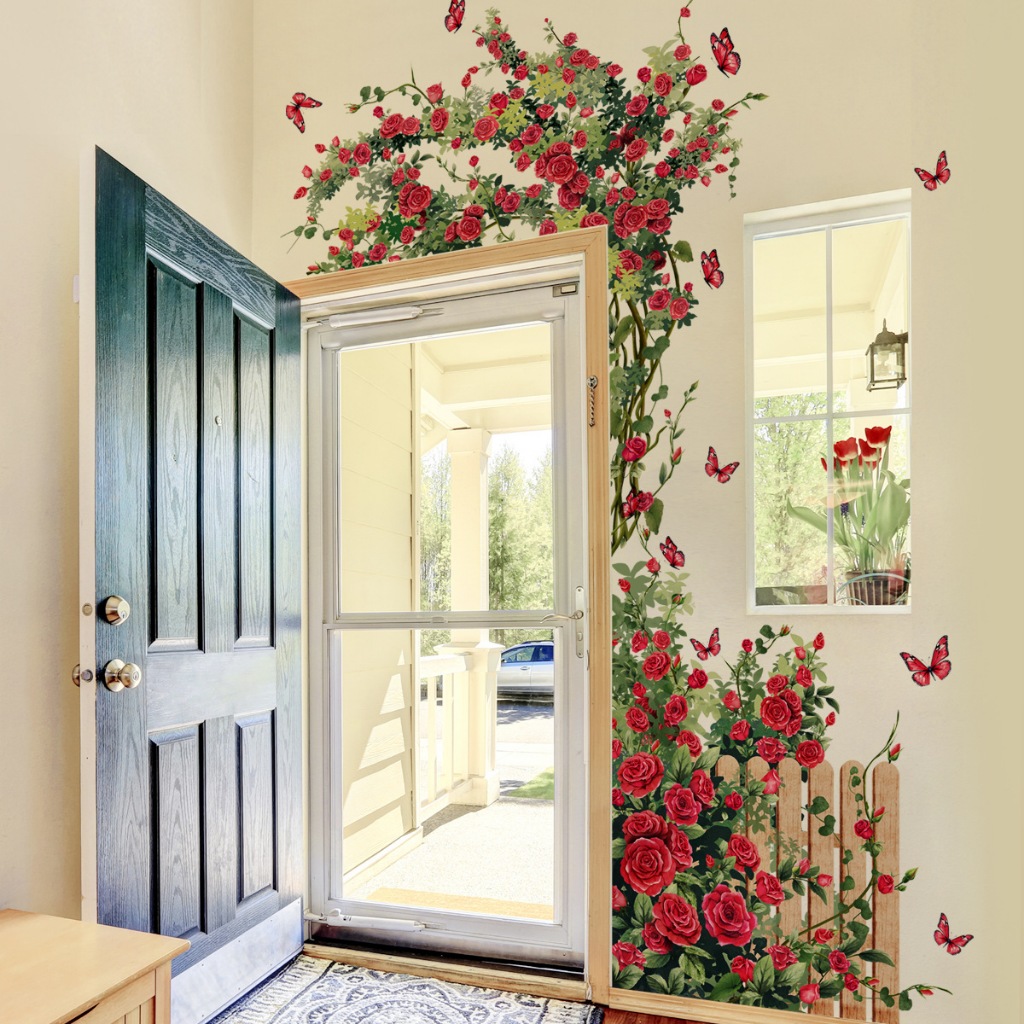 Rose Vine Fence Butterfly Deco Decals For Office, Shop, Store, home ...