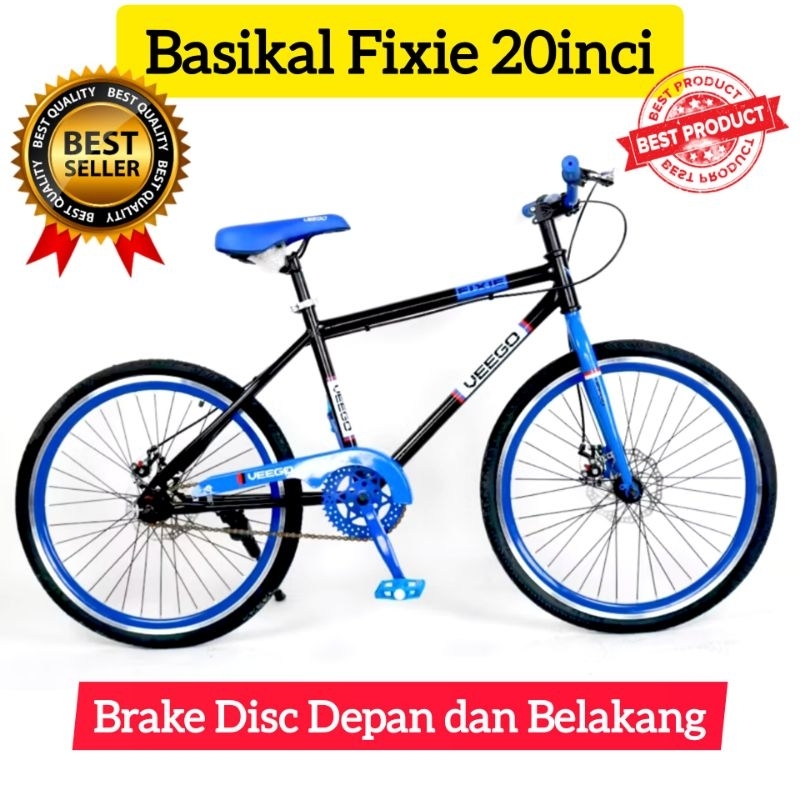 Basikal Fixie VEEGO 20inci Brake Disc Depan/Belakang Sesuai 7-11 Tahun ...