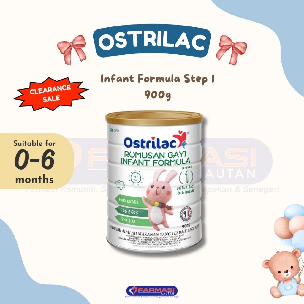 [CLEARANCE! Exp: 07/2025] Ostrilac Step 1 Cow Milk Infant Formula 900g ...