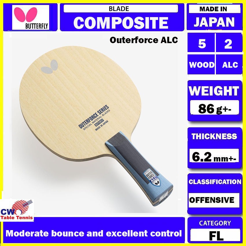 BUTTERFLY Outerforce ALC COMPOSITE BALDE Moderate bounce and excellent control TABLE TENNIS BAT ...