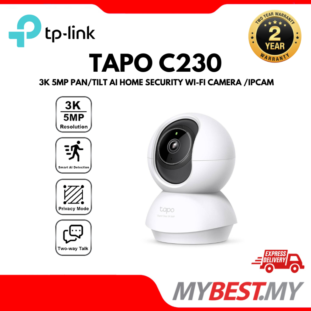 TP-LINK TAPO C230 3K 5MP PAN/TILT AI HOME SECURITY WI-FI CAMERA /IPCAM ...