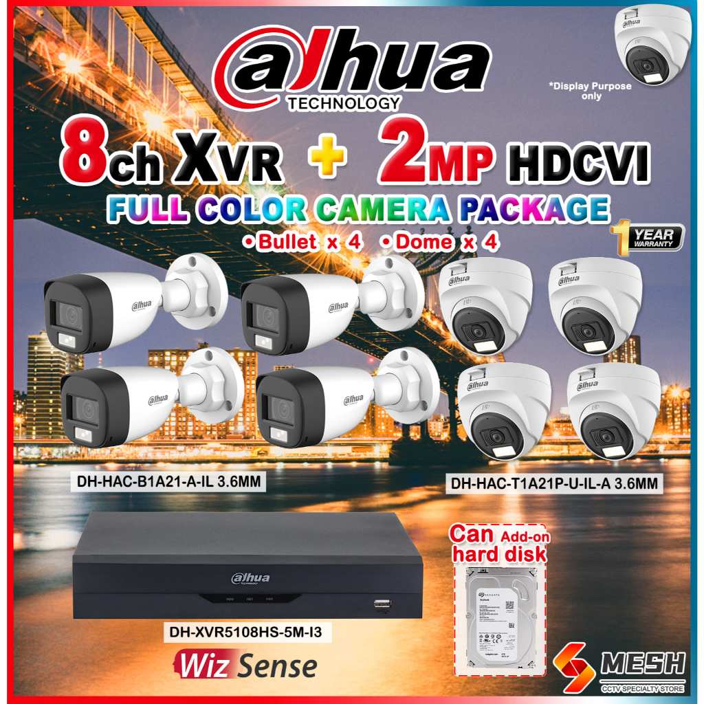 DAHUA 2MP 8 Channel Full Colour Smart Dual Light Complete Set Wiz Sense ...