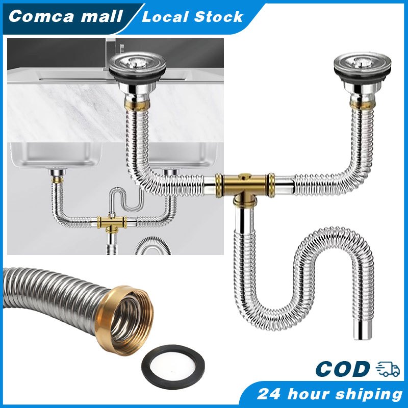 304 Stainless Steel Double Sink Drainage Kit/Kitchen Sewer Pipe Fitting ...