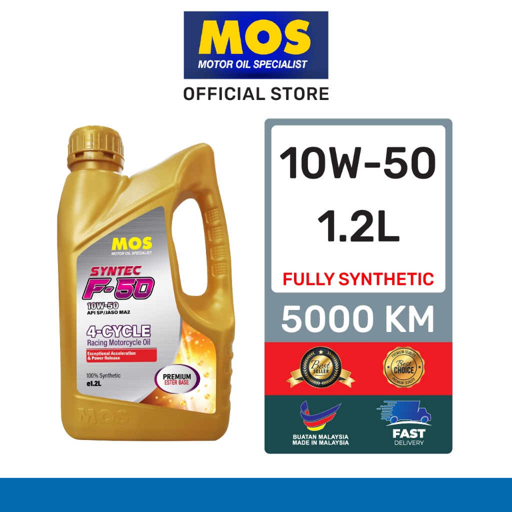 MOS SYNTEC F-50 SAE 10W-50 FULLY SYNTHETIC PREMIUM ESTER BASE (1.2L ...