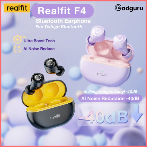 Realfit F4 Wireless Bluetooth Earphone Sport Headset 360° Spatial Sound ...