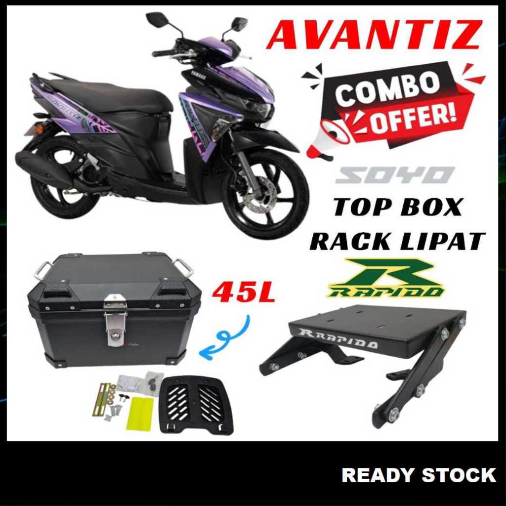 (Yamaha Avantiz) RAPIDO Adjustable Rack Lipat Motosikal+45L Kotak Atas ...