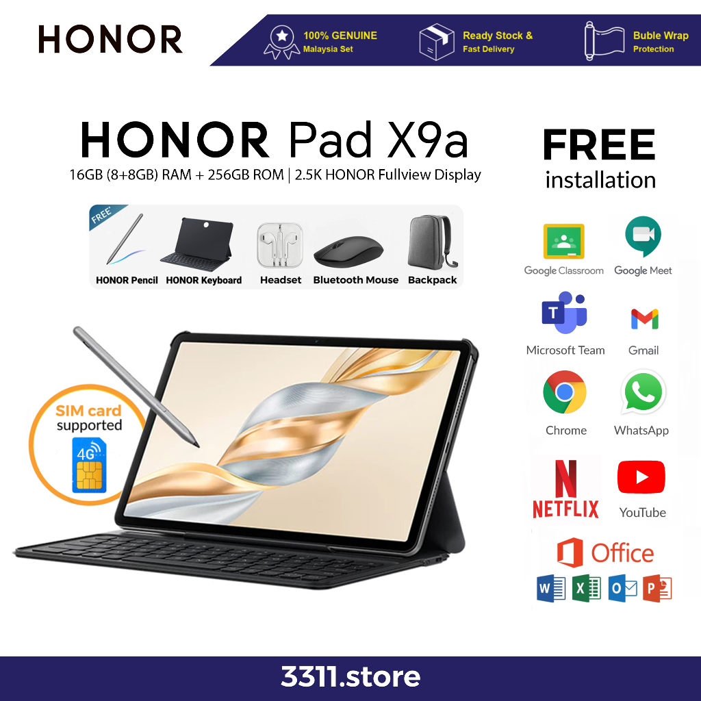 HONOR Pad X9a 16(8+8)GB+128GB Tablets 11.5" 120 Hz 2.5K Display ...