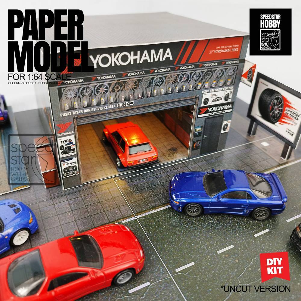 1:64 Yokohama Tyreshop Base #B1 - Diorama Paper Model Speedstar hobby | Shopee Malaysia
