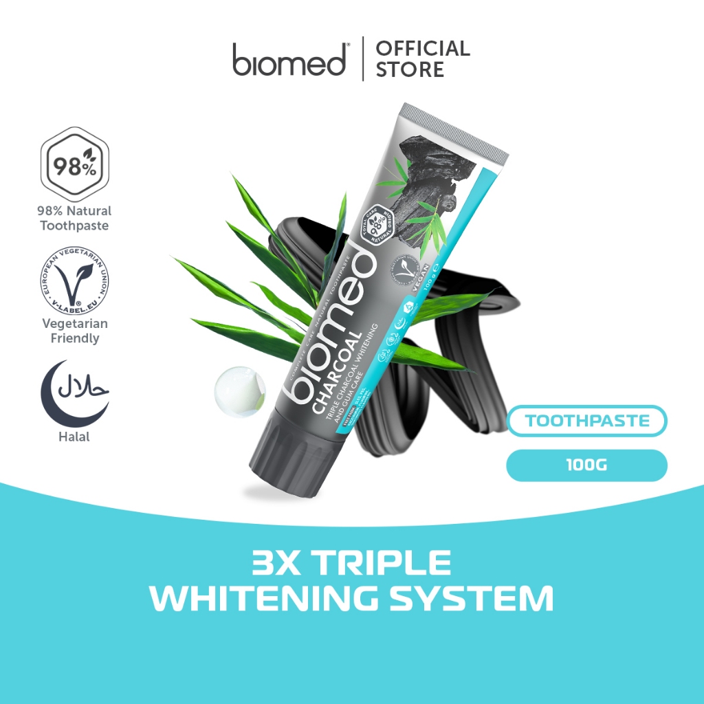 Biomed Complete Natural Toothpaste Charcoal for Gum Care, enamel whitening| Ubat Gigi Pemutih ...