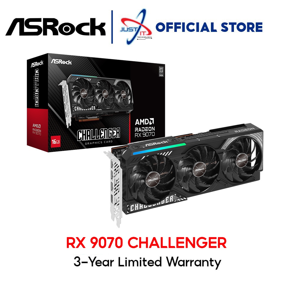 ASROCK AMD Radeon RX 9070 CHALLENGER 16GB GDDR6 GRAPHICS CARD ( RX9070 ...