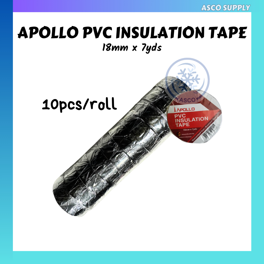 Apollo BLACK TAPE PVC Insulation Tape || Electrical Tape || Black || 18 ...