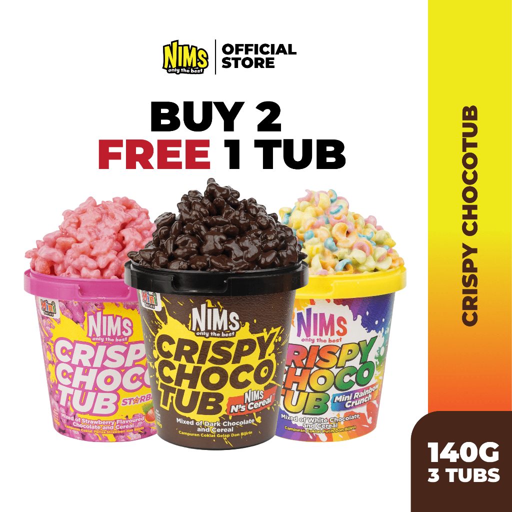 NIMS Crispy Chocotub Rangup | Combo 2 Tub Free 1 | Chocolate Snack ...