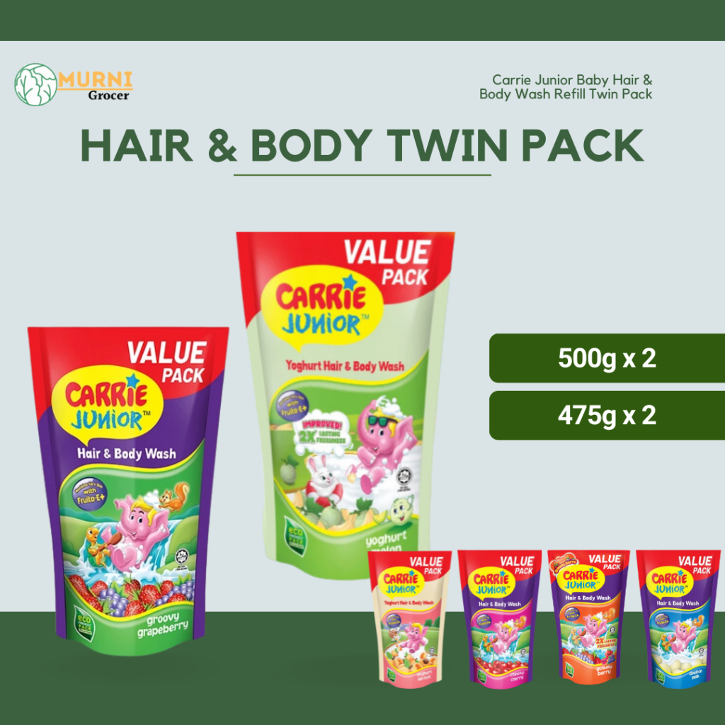 Carrie Junior Baby Hair & Body Wash Refill (475g/500g x 2) Value Pack ...