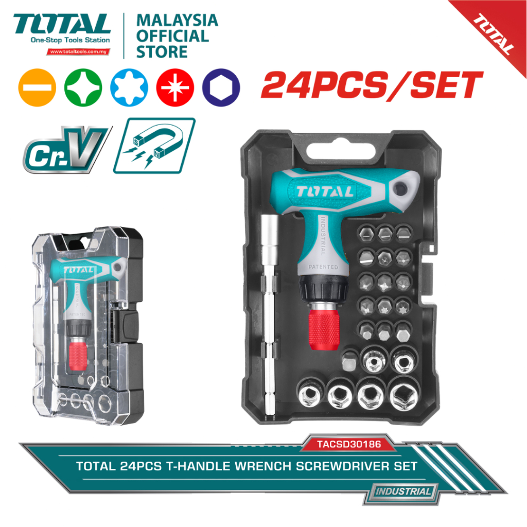 Total 24 Pcs T-Handle Wrench Screwdriver Set - Tacsd30186 | Shopee Malaysia