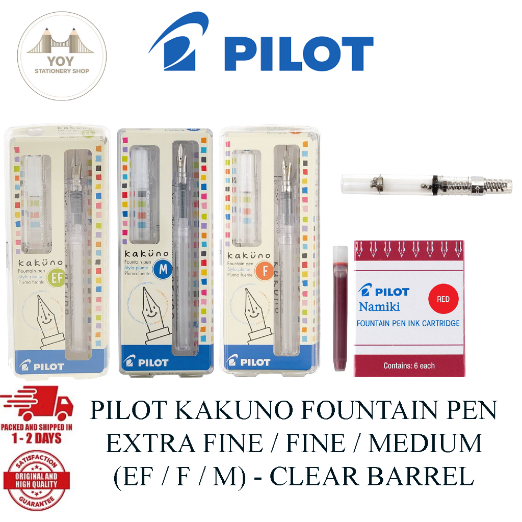 PILOT KAKUNO FOUNTAIN PEN EXTRA FINE / FINE / MEDIUM (EF / F / M) - CLEAR BARREL (READY STOCK ...