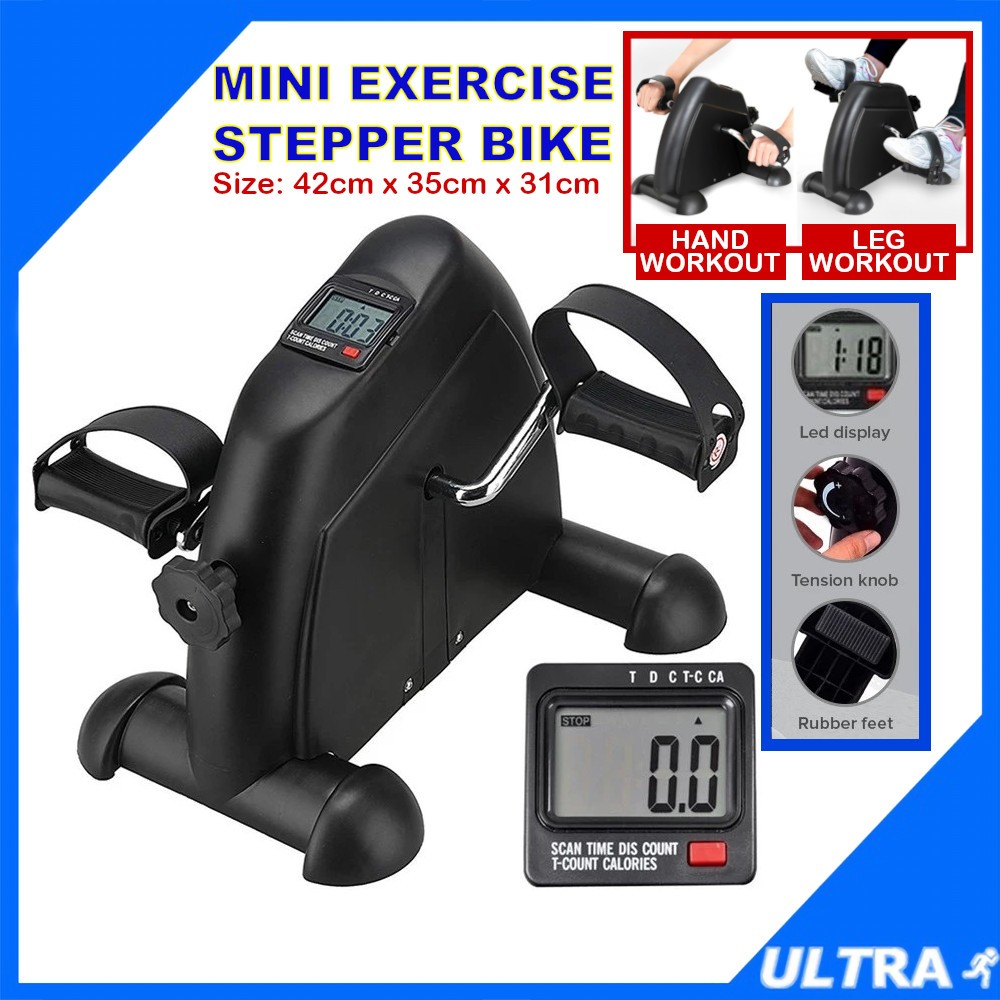 Mini Exercise Stepper Bike Pedal Cycling Arm Leg Cardio Bicycle LCD ...