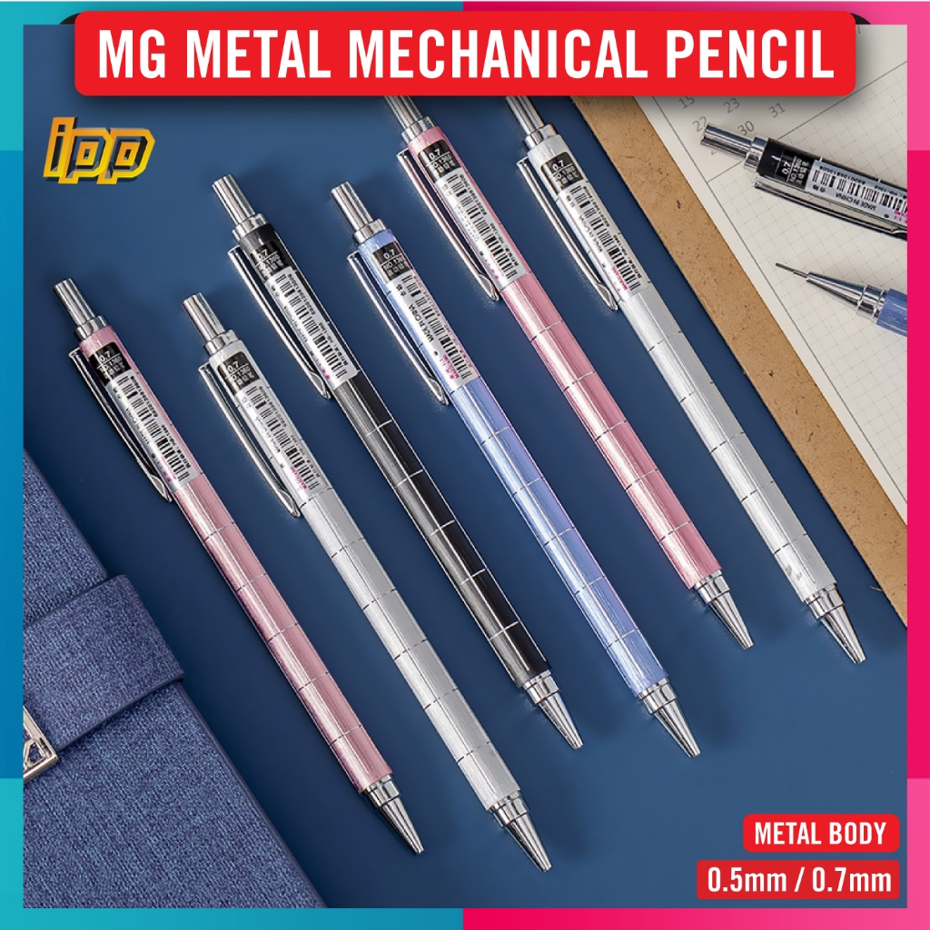 MG Metal Mechanical Pencil 0.5mm & 0.7mm / Pensil Tekan Besi (HB1036 ...