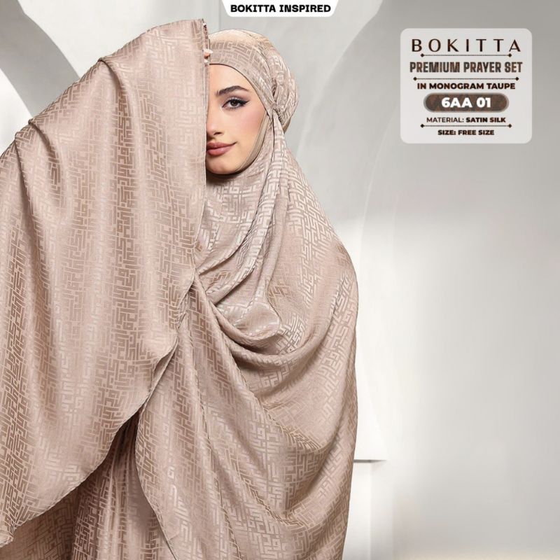 🔥 Ready Stock 🔥 Telekung Bokitta Monogram Inspired Prayer Set (Zip Bag + Woven Bag) Collection ...