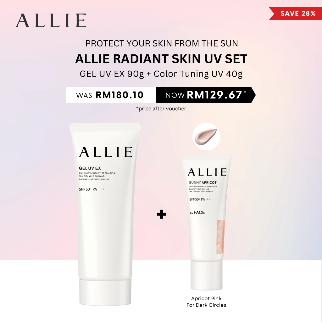 [Radiant Skin UV Set] ALLIE Chrono Beauty Gel UV EX (90g) + Color Tuning UV 02 Apricot Pink (40g ...