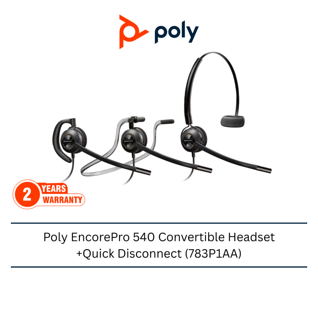 Poly EncorePro 540 Convertible Headset +Quick Disconnect (783P1AA ...