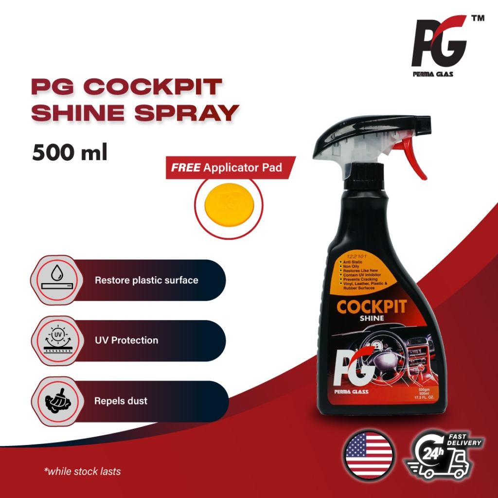 Perma Glass PG Cockpit Shine Spray (500ml) | UV Protection, Non-Greasy ...