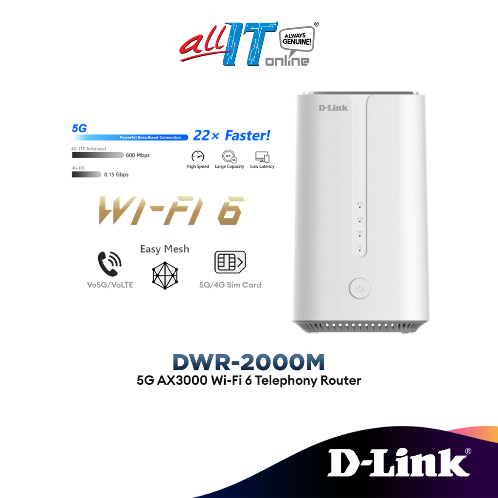 D-Link DWR-2000M 5G AX3000 Wi-Fi 6 CPE 2.5G WAN/LAN + RJ11 Vo5G/LTE Wireless Router | Shopee ...