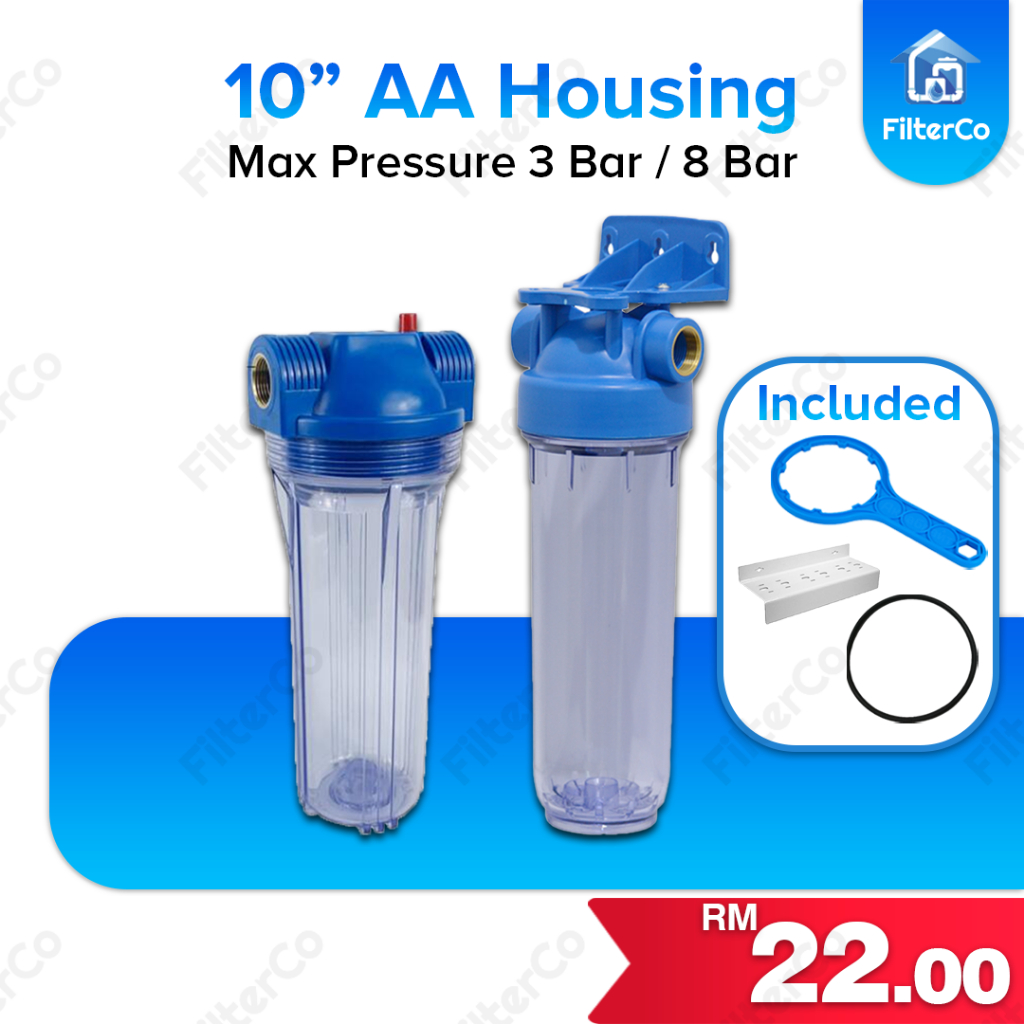 10’ 3/4 Housing Transparent PP Sediment Water Filter ” Max 3 Bar / Max ...