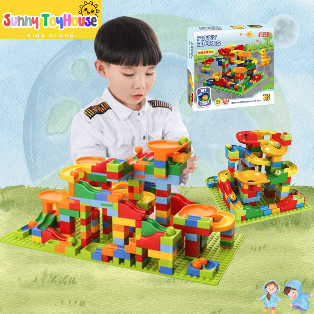 SUNNY NEW Marble Race Run Maze Balls Track Building Blocks Funnel Slide ...