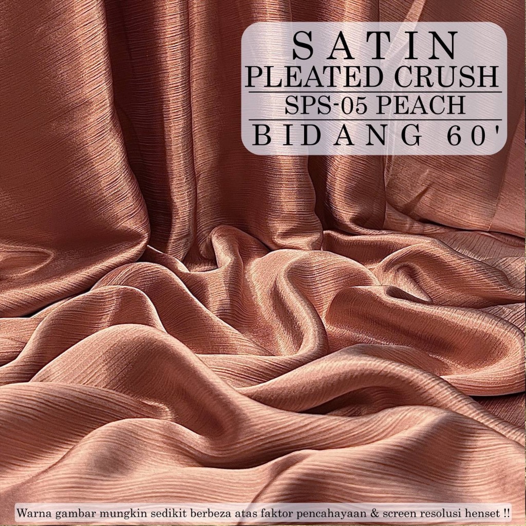 (0.5m) Satin Pleated Crush Less-Iron Kain Plain Beauty Line Satin ...