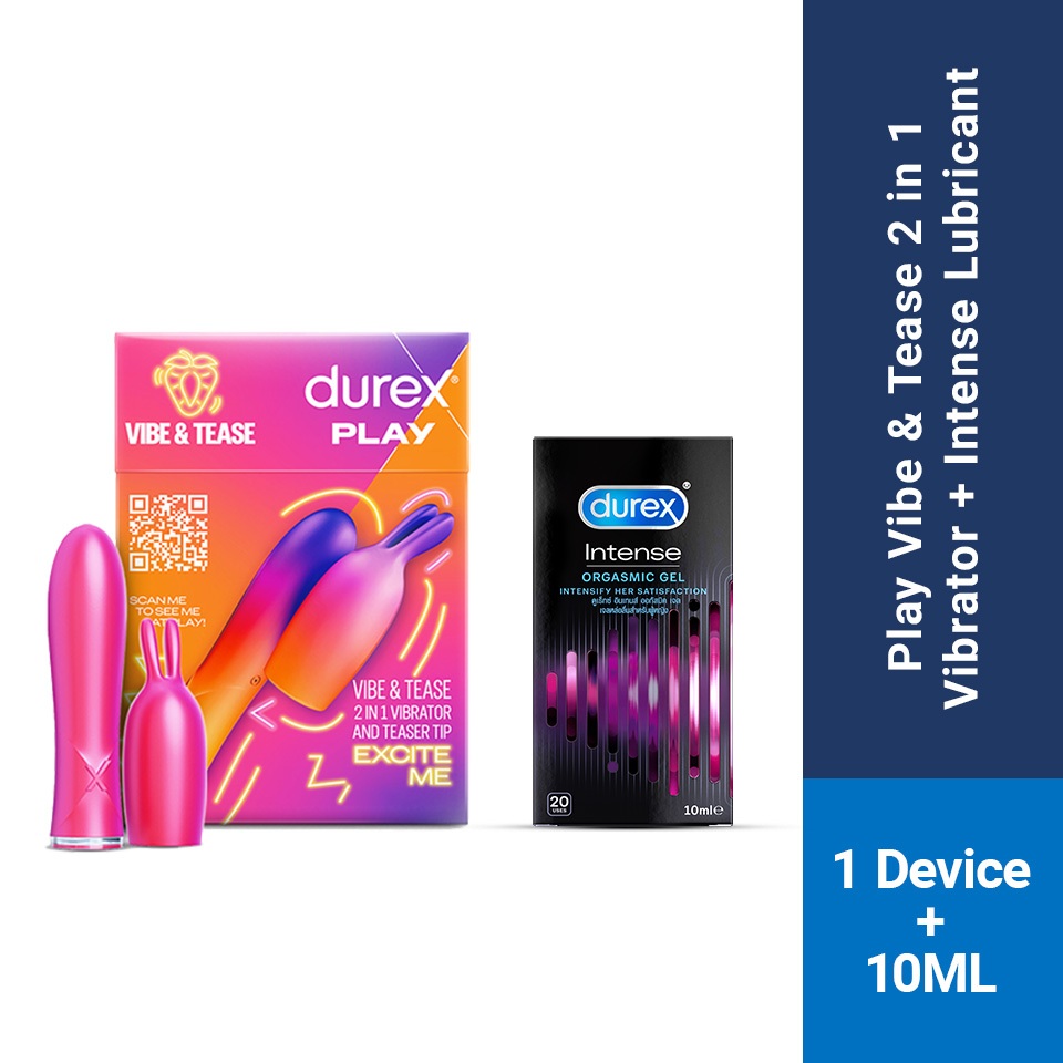 [Toy - Vibrator gel] Durex Play Vibe & Tease 2 in 1 Vibrator and Teaser Tip + Durex Intense ...