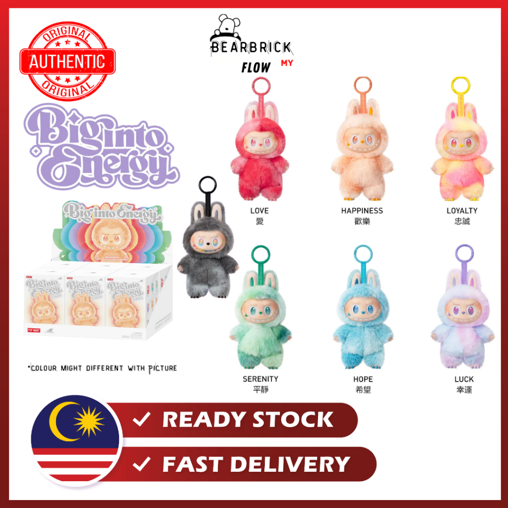100% Original POP Mart The Monster Labubu V3 Big Into Energy Vinyl Plush Keychain Blind Box ...