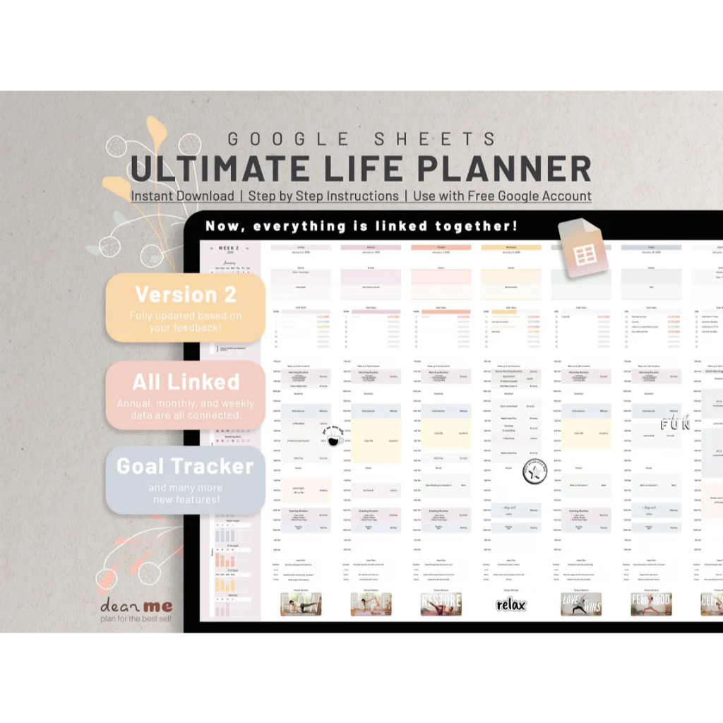 Google Sheets Life Planner Daily Schedule Task Tracker Digital Planner Spreadsheets | Shopee ...