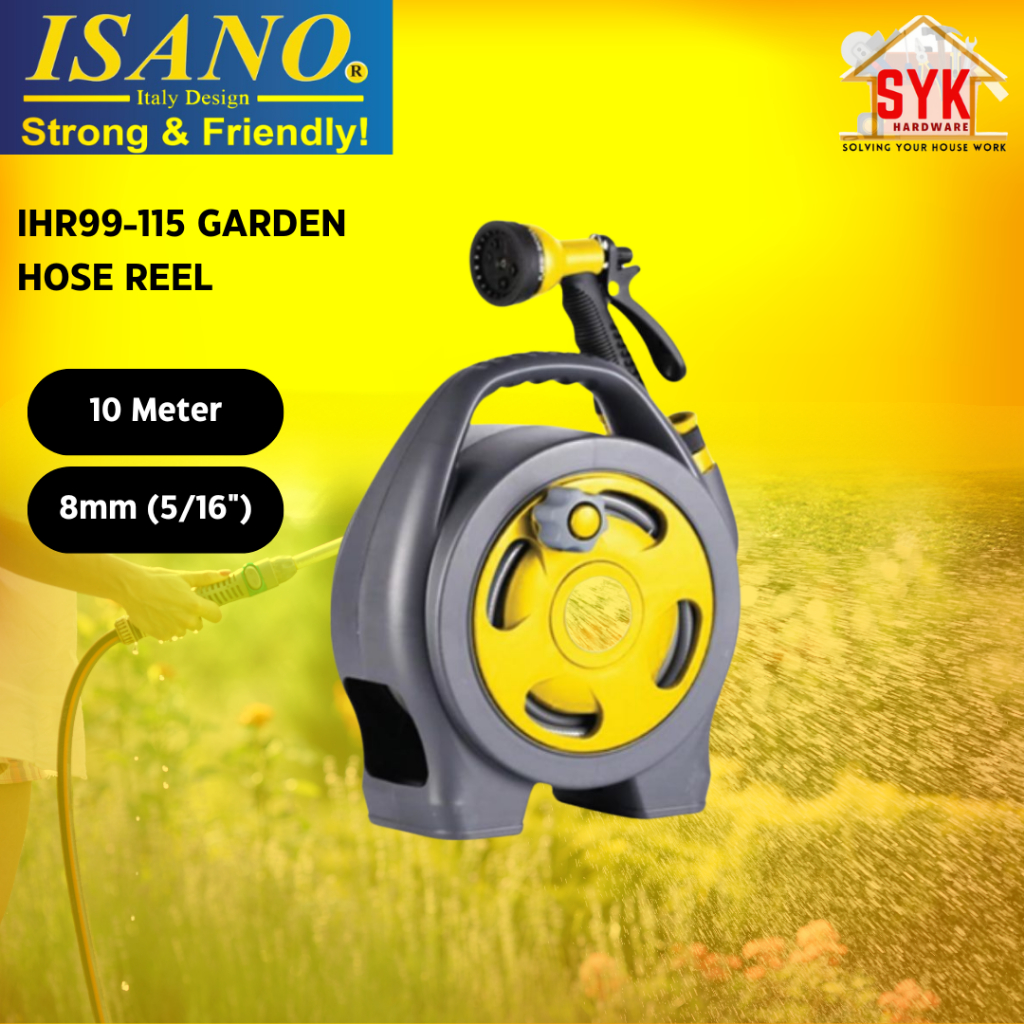 SYK Isano IHR99-115 Hose Reel Set Garden High Pressure Water Spray Home ...