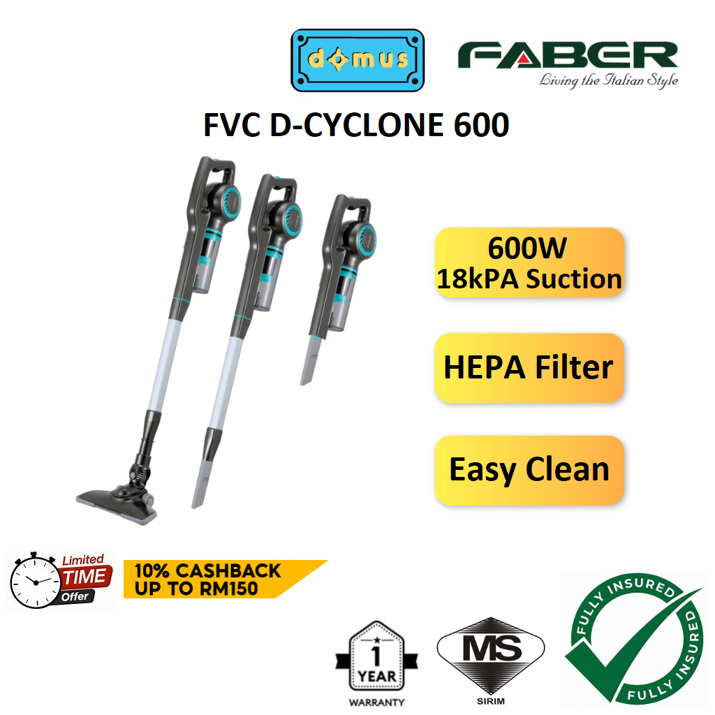 Faber Wired Stick Vacuum Cleaner Handheld Vaccum 2 In 1 Vacum Rumah ...