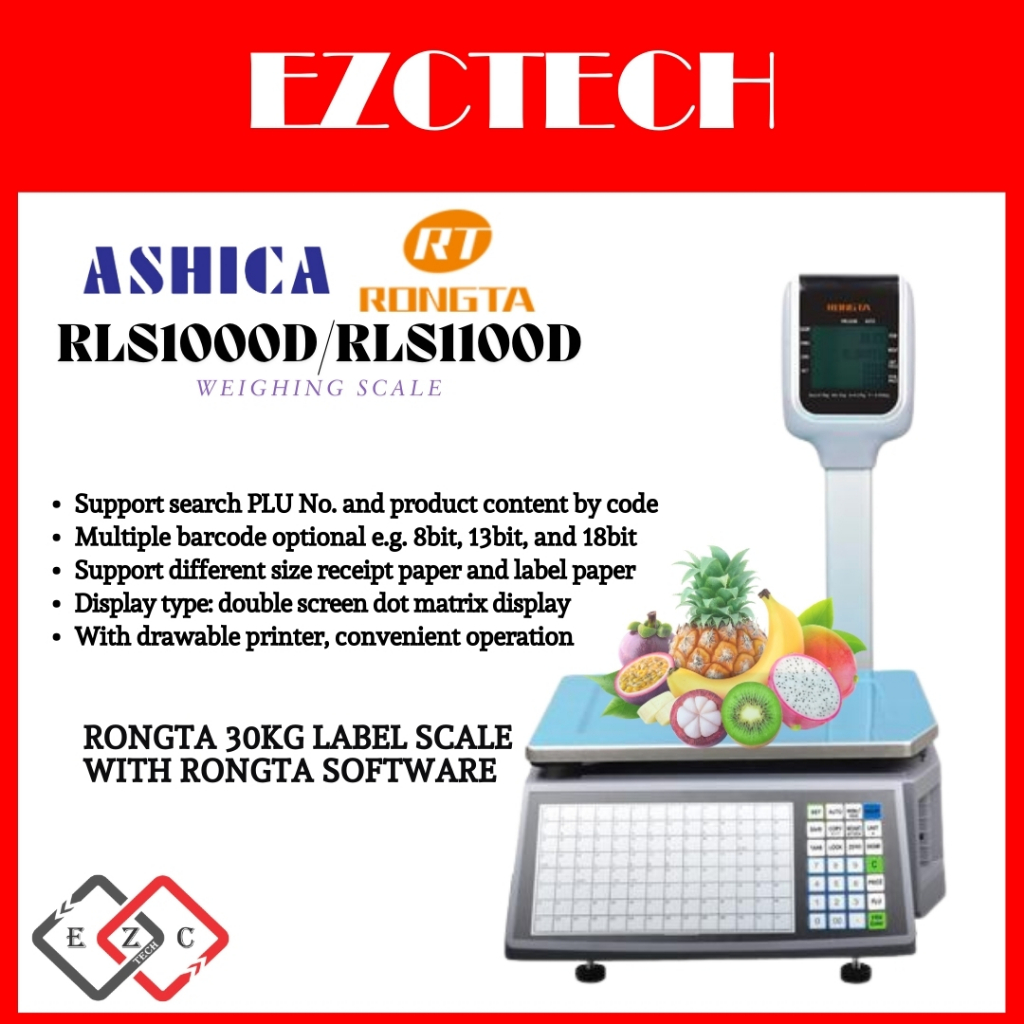 ASHICA RONGTA RLS1100D 30KG BARCODE WEIGHING SCALE WITH 1 YEAR STAMPING ...