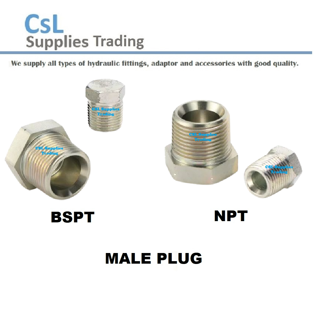 A BSPT & L NPT Male Plug Hexagon Hydraulic Adapter End Cap | Shopee ...
