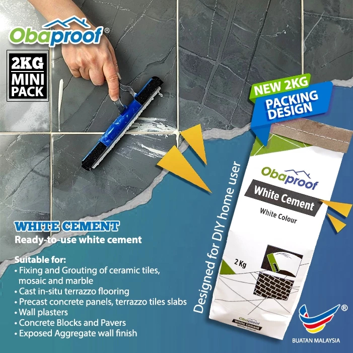 2KG OBAPROOF WHITE CEMENT READY-TO-USE | DIY TILE GROUTING, WALL REPAIR ...
