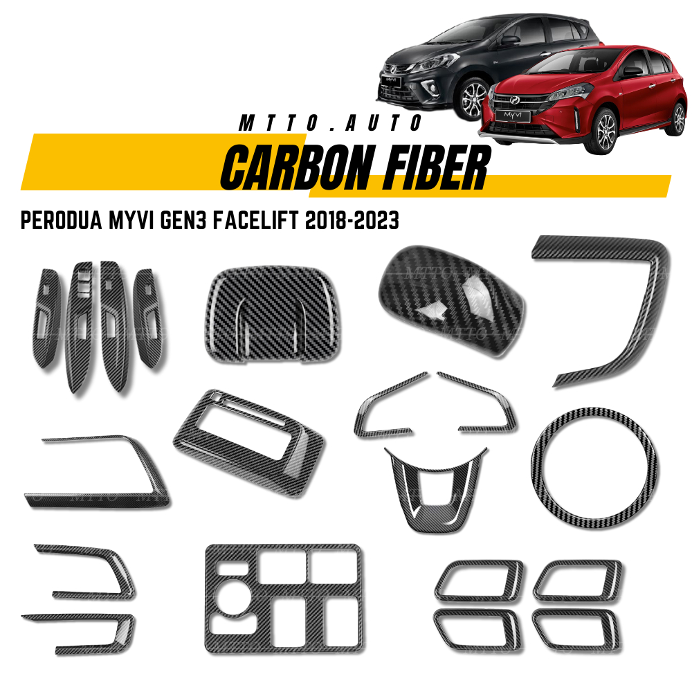 MTTO Perodua Myvi Gen3 Facelift 2018-2023 Interior Carbon Fiber Cover ...