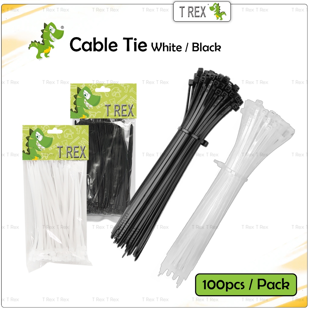 T Rex DIY Nylon Cable Tie Black White / Cable Tight / Zip Tie ...