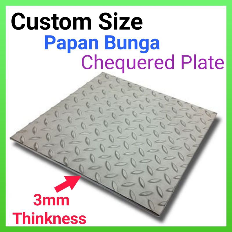 CUSTOM SIZE(Produk Lebihan) Papan Bunga 3mm Chequered Plate (Mild Steel ...
