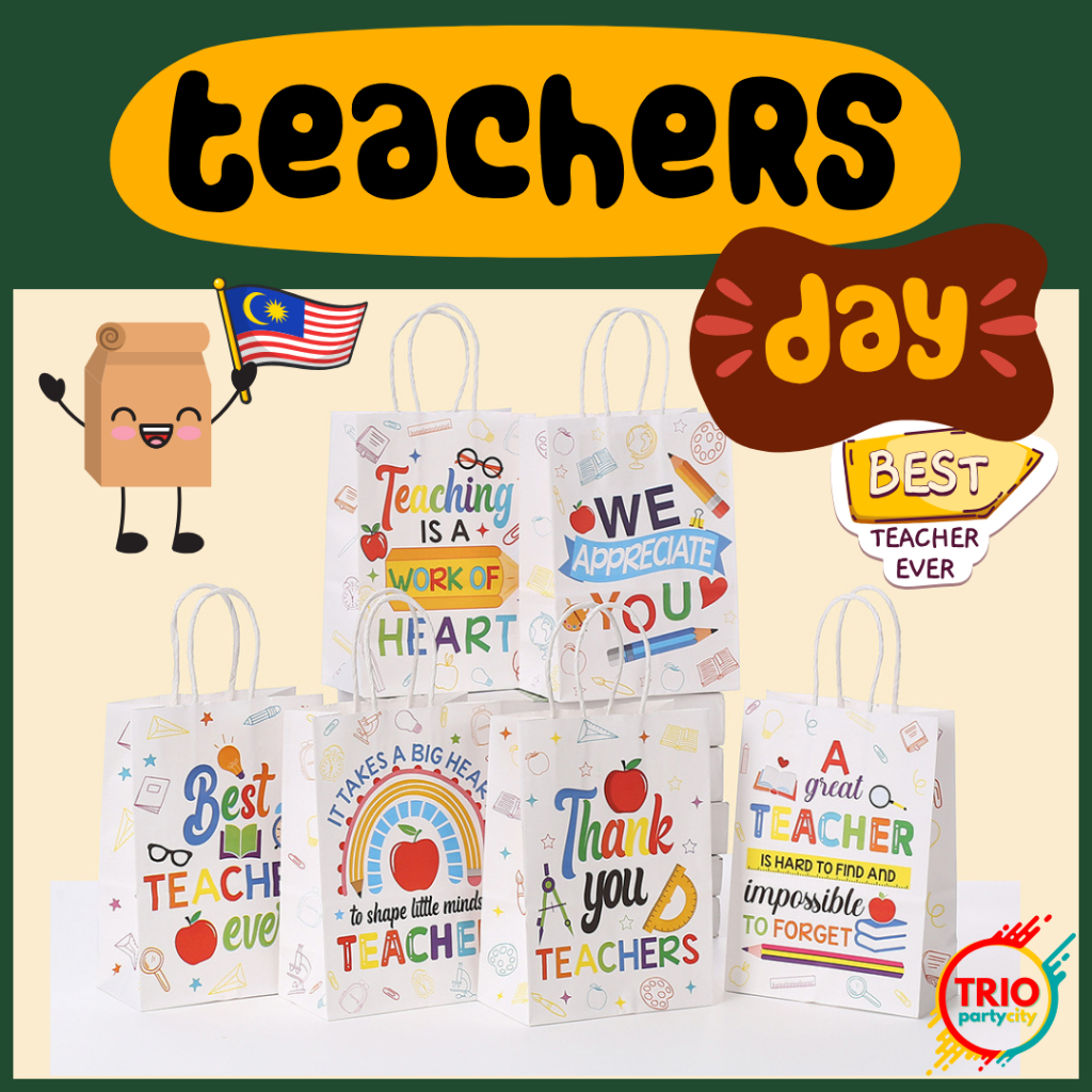 Paper Bag White Teacher Day Hari Guru Celebration Goodies Bag | Shopee ...