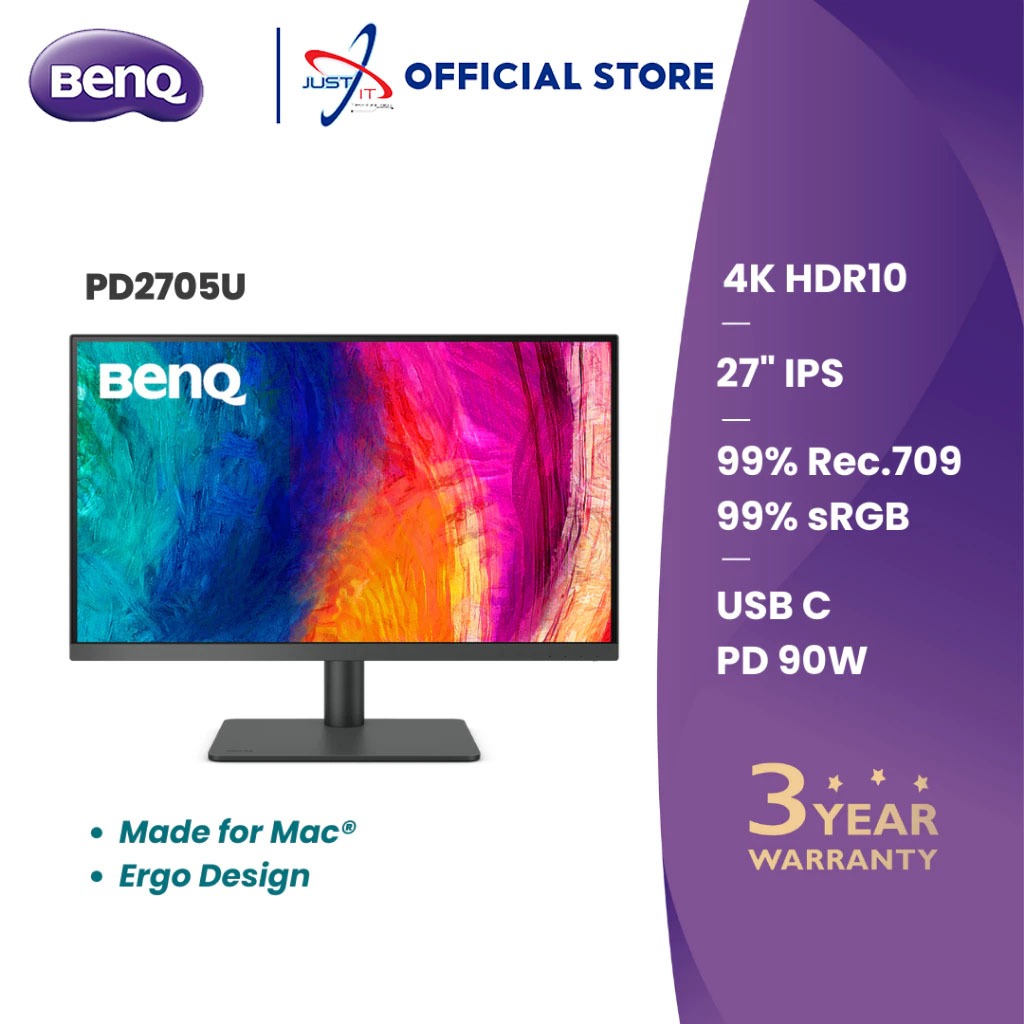 BENQ PD2705U 27" DESIGNER MONITOR ( 27" IPS / UHD / 5Ms / AQCOLOR / 99% ...