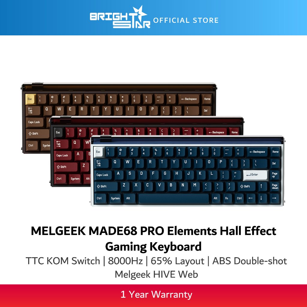MELGEEK MADE68 PRO Elements Hall Effect Magnetic Switch Gaming Keyboard - Fire/Water/Earth ...
