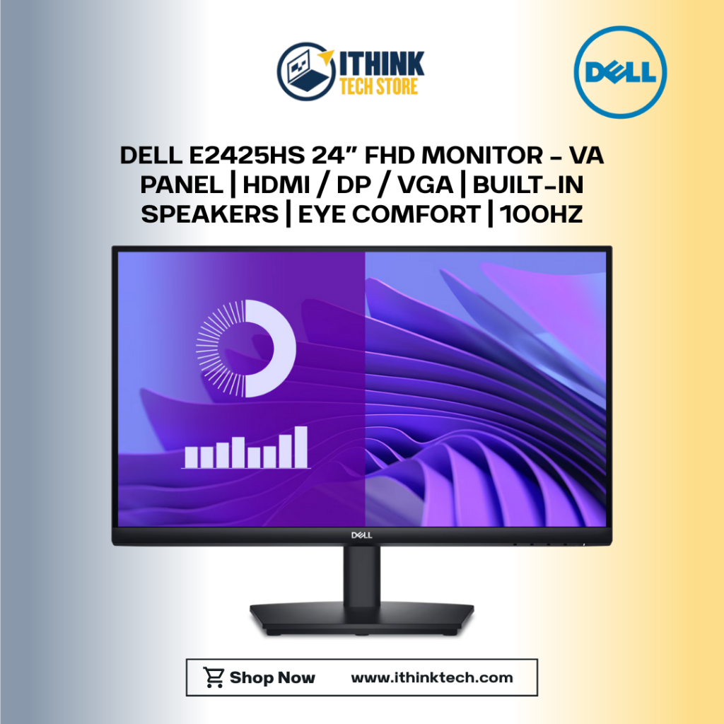 DELL E2425HS 24” FHD MONITOR – VA PANEL | HDMI / DP / VGA | BUILT-IN SPEAKERS | EYE COMFORT ...