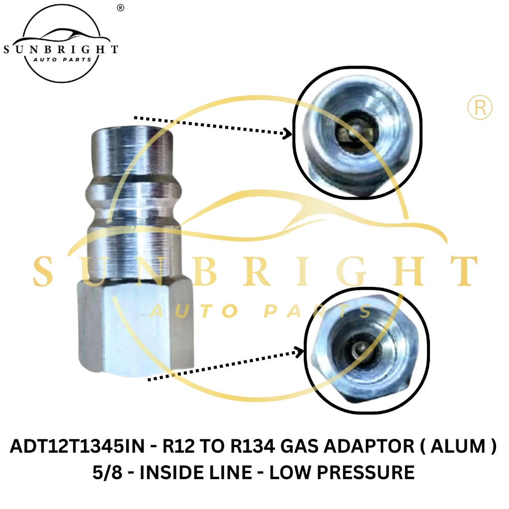 R12 TO R134 GAS ADAPTOR ( ALUM ) 5/8 - INSIDE LINE - LOW PRESSURE ...