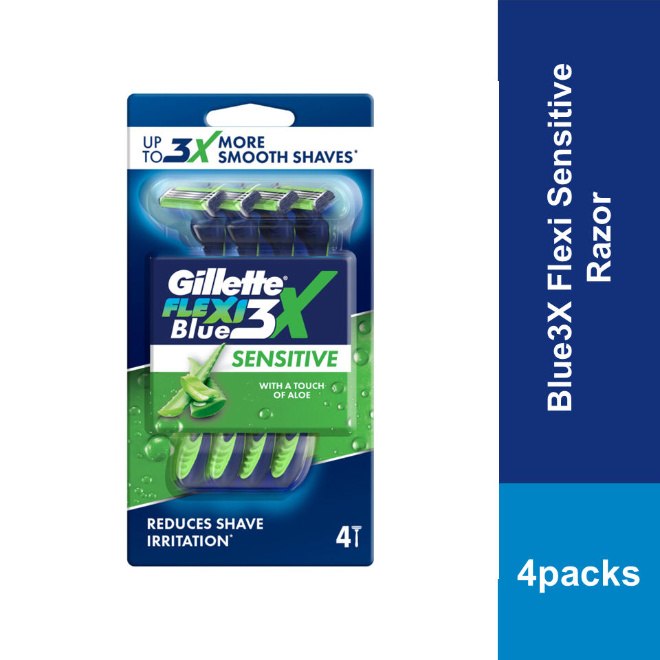 Gillette Blue3X Flexi Sensitive Disposable Razor, 4 pack | Shopee Malaysia